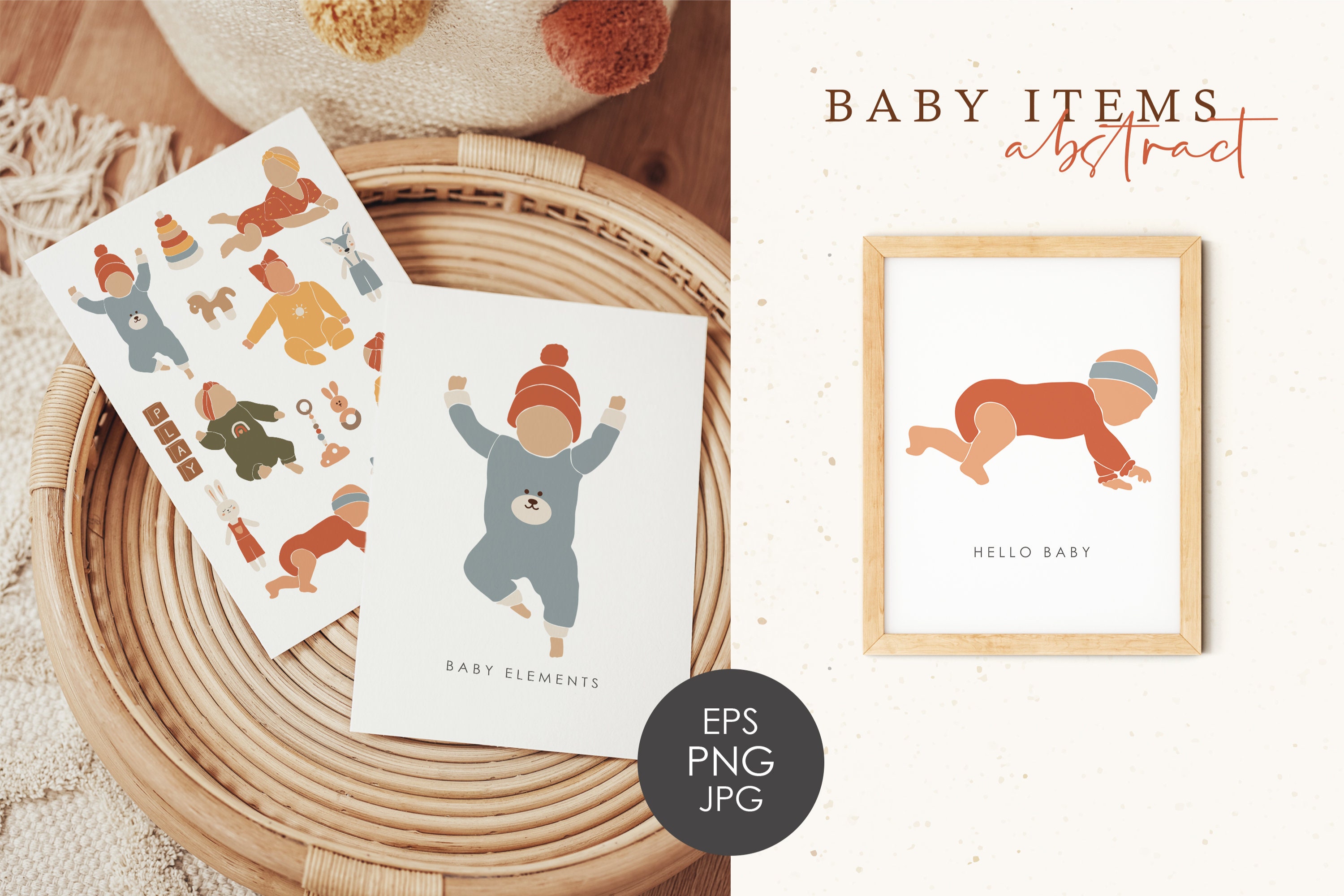 Abstract Baby Clipart, Baby Elements PNG, Nursery Baby Clip Art, Baby ...