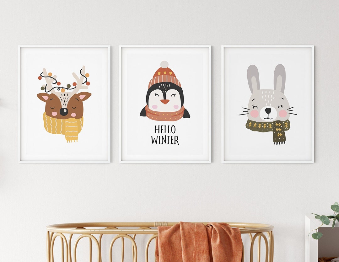 Baby Winter Posters, Set of 3 Baby Posters, Kids Room Wall Prints ...