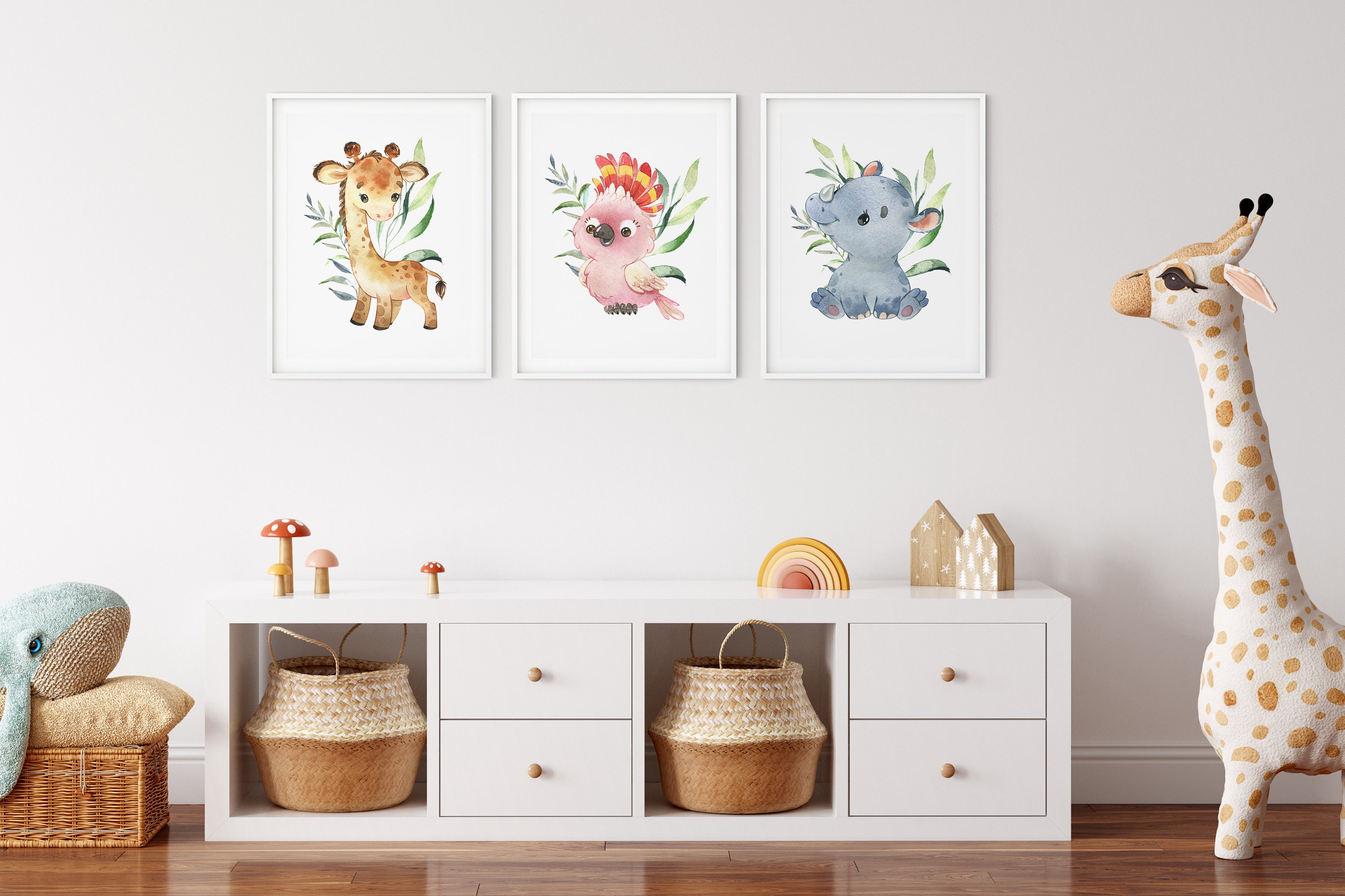 Set of 3 Safari Posters Printable Baby Art Safari Animals - Etsy UK