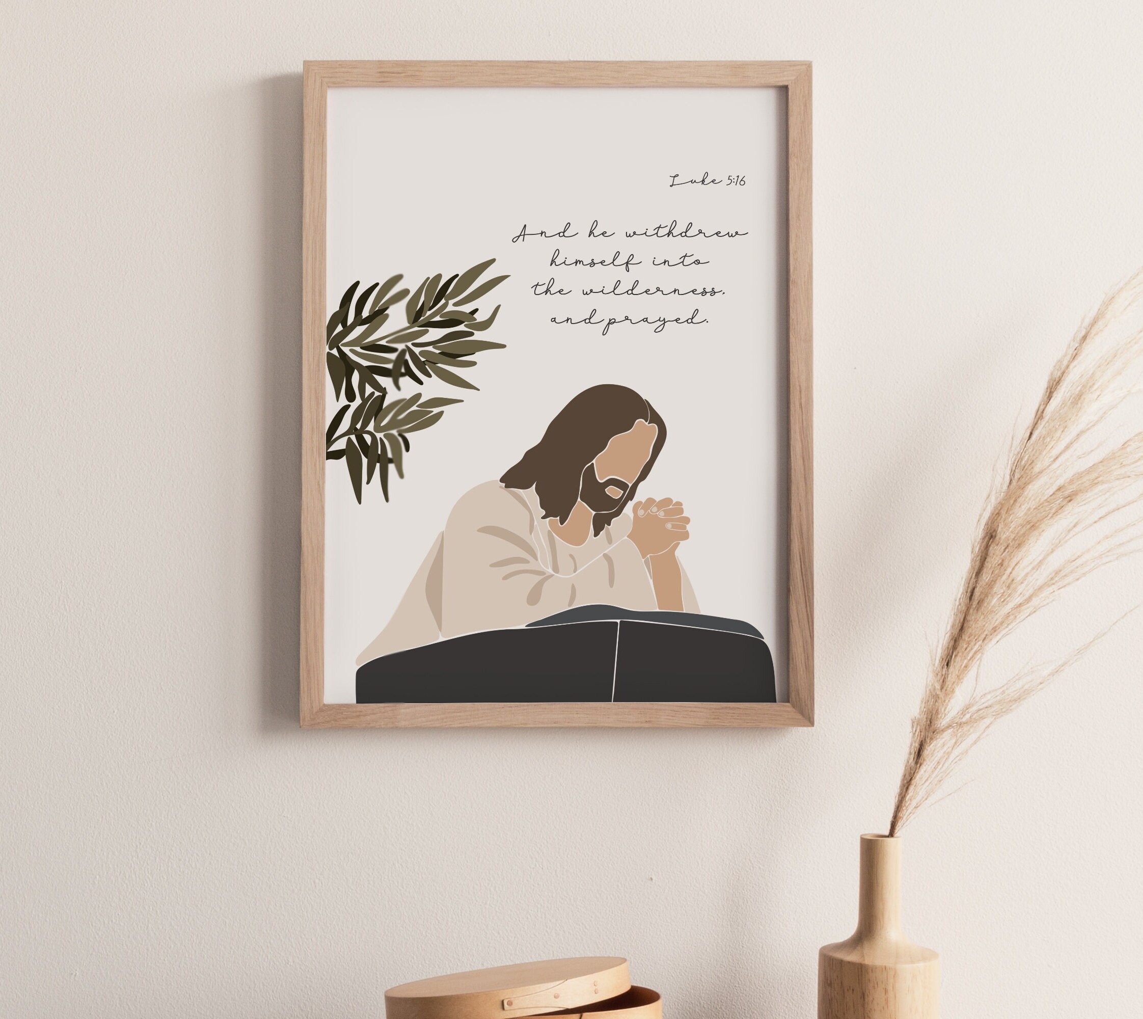 Jesus Portrait Wall Print, Christian Poster Art, Jesus is Praying ...