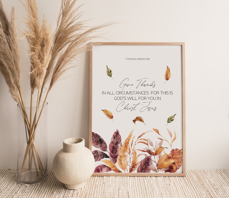 Bible Verse Poster, Thanksgiving Wall Print, Scripture Verse Print ...