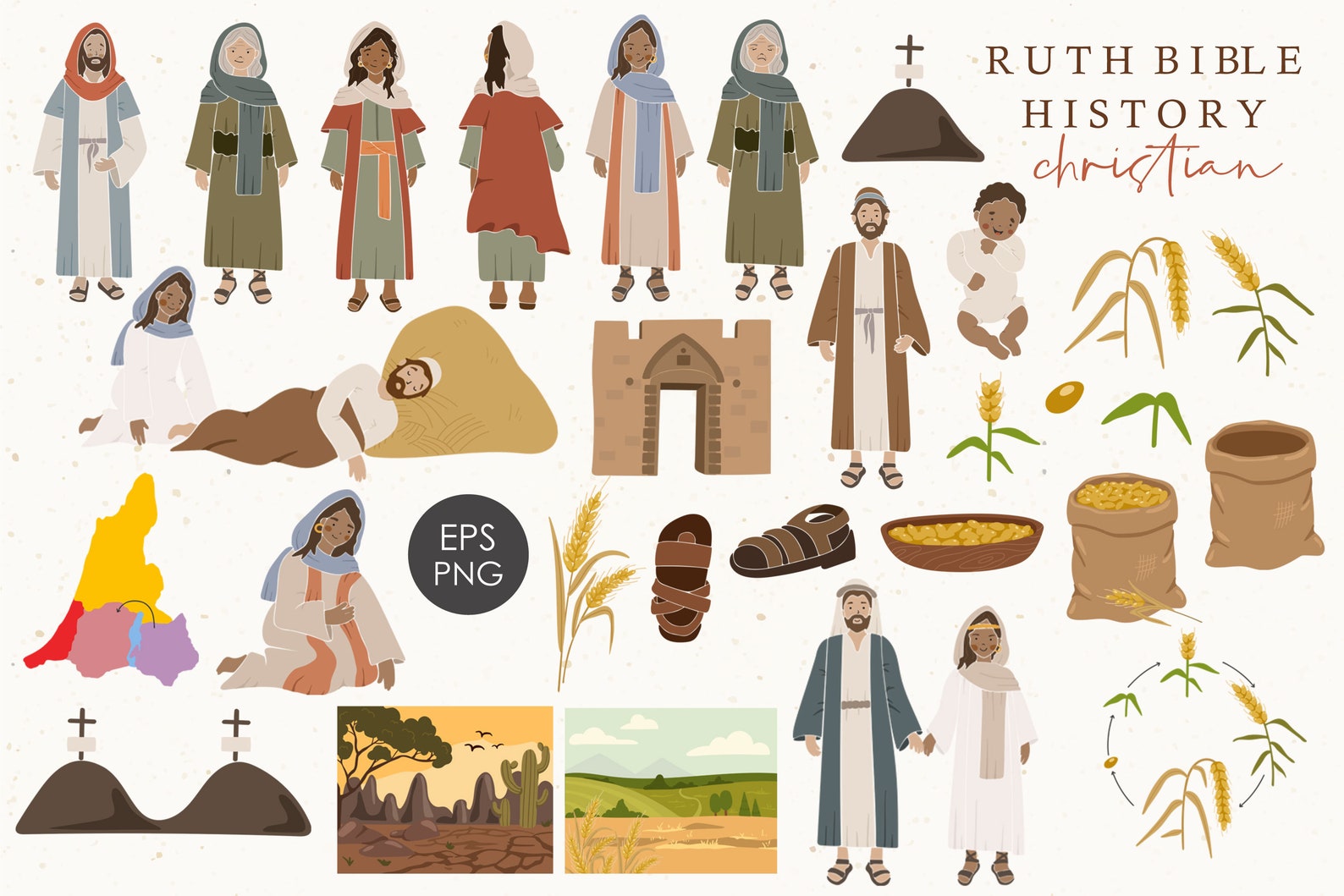 Ruth History Clipart, Christian Clipart, Ruth Bible Elements, Ruth ...