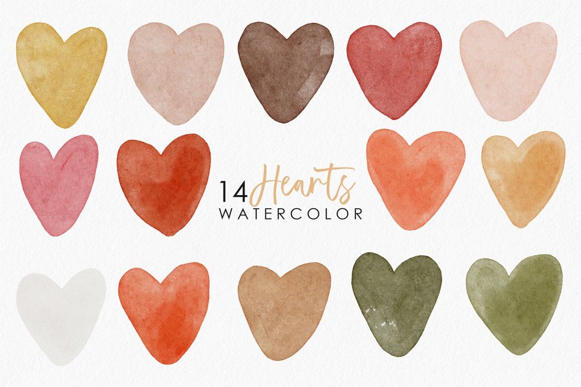 Watercolor Hearts Clipart Love Elements Hearts Clipart - Etsy
