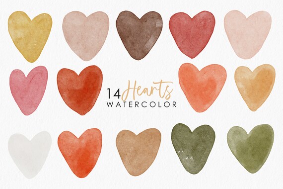 Watercolor Hearts Clipart Love Elements Hearts Clipart - Etsy