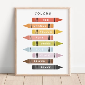 Colors Educational Poster, Kids Wall Decor, Kindergarten Decor ...