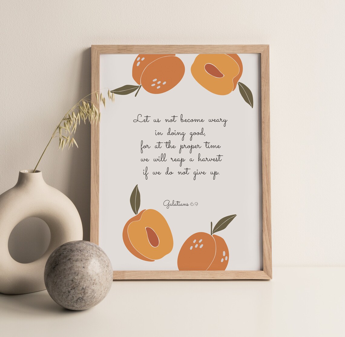 Scripture Wall Print Boho Peach Fruit and Bible Verse - Etsy