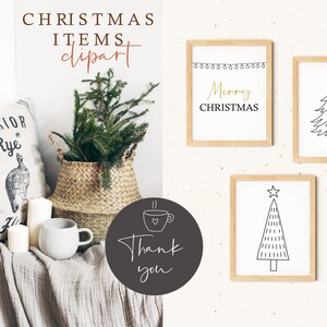 Christmas Line Clipart Winter Line Clipart Digital Holiday - Etsy