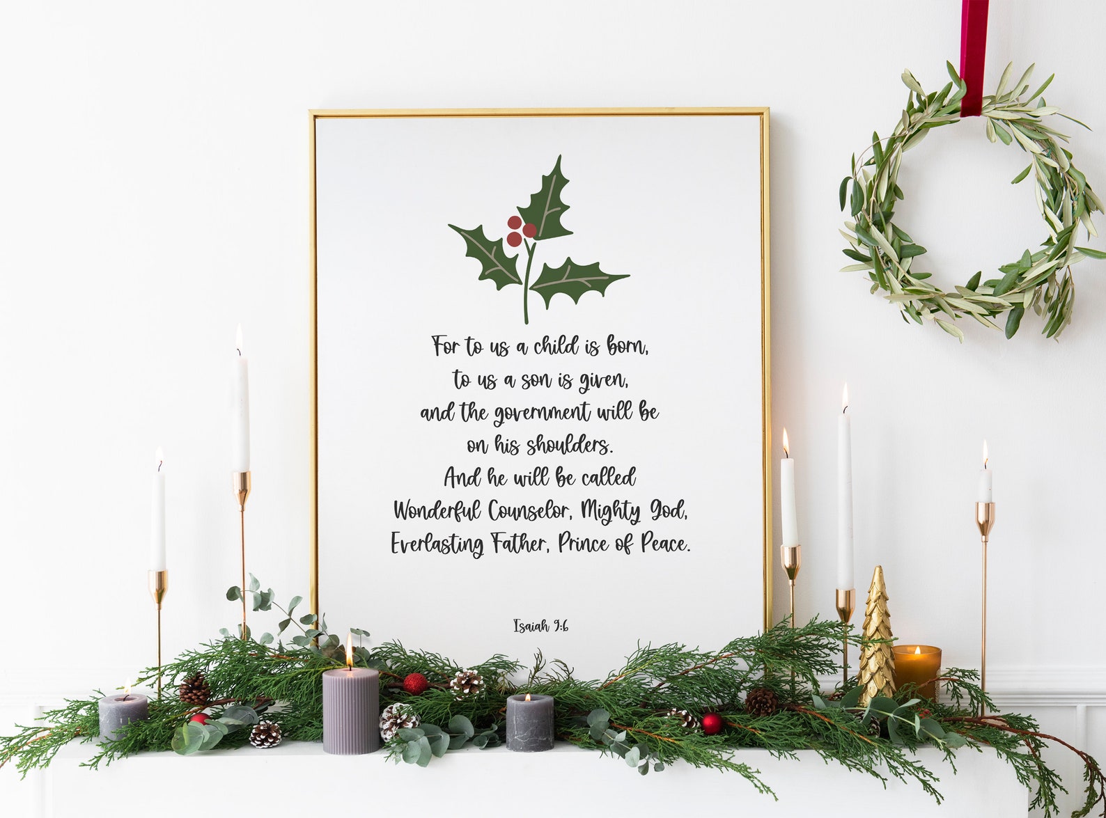 Christmas Wall Poster Isaiah 9:6 Wall Poster Christmas Verse - Etsy