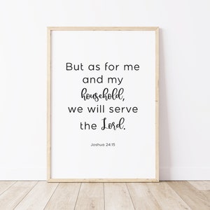 Bible Verse Wall Print, Christian Poster Art, Joshua 24:15 Digital ...