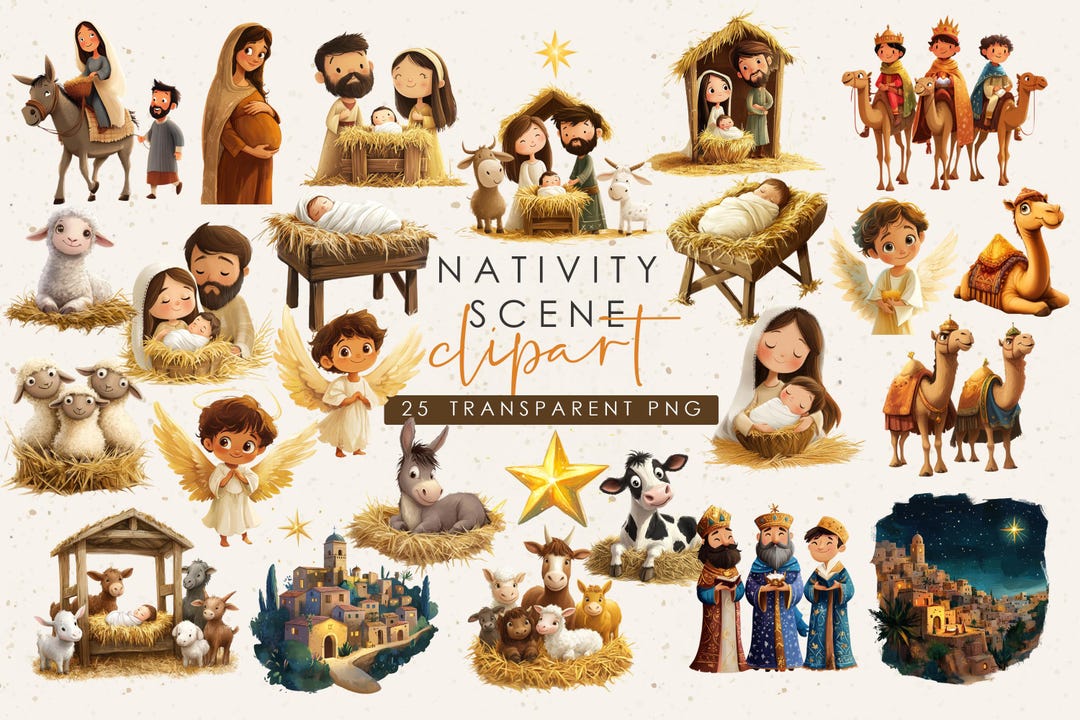 Nativity Scene Clipart, Baby Jesus PNG, Christmas Clipart, Nativity ...