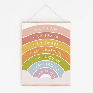 Positive Affirmations Poster, Rainbow Educational Poster, Kids Wall ...
