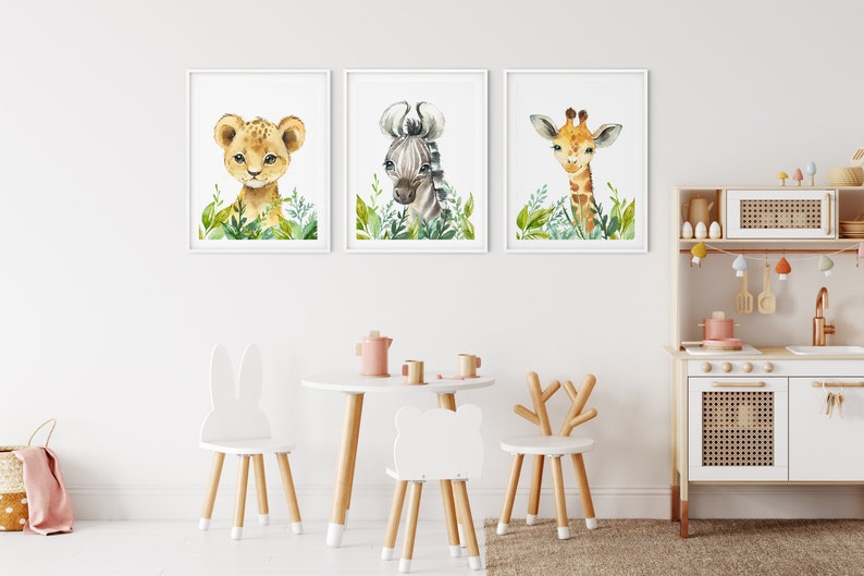Set of 3 Safari Animals Posters, African Animals Wall Art, Safari ...