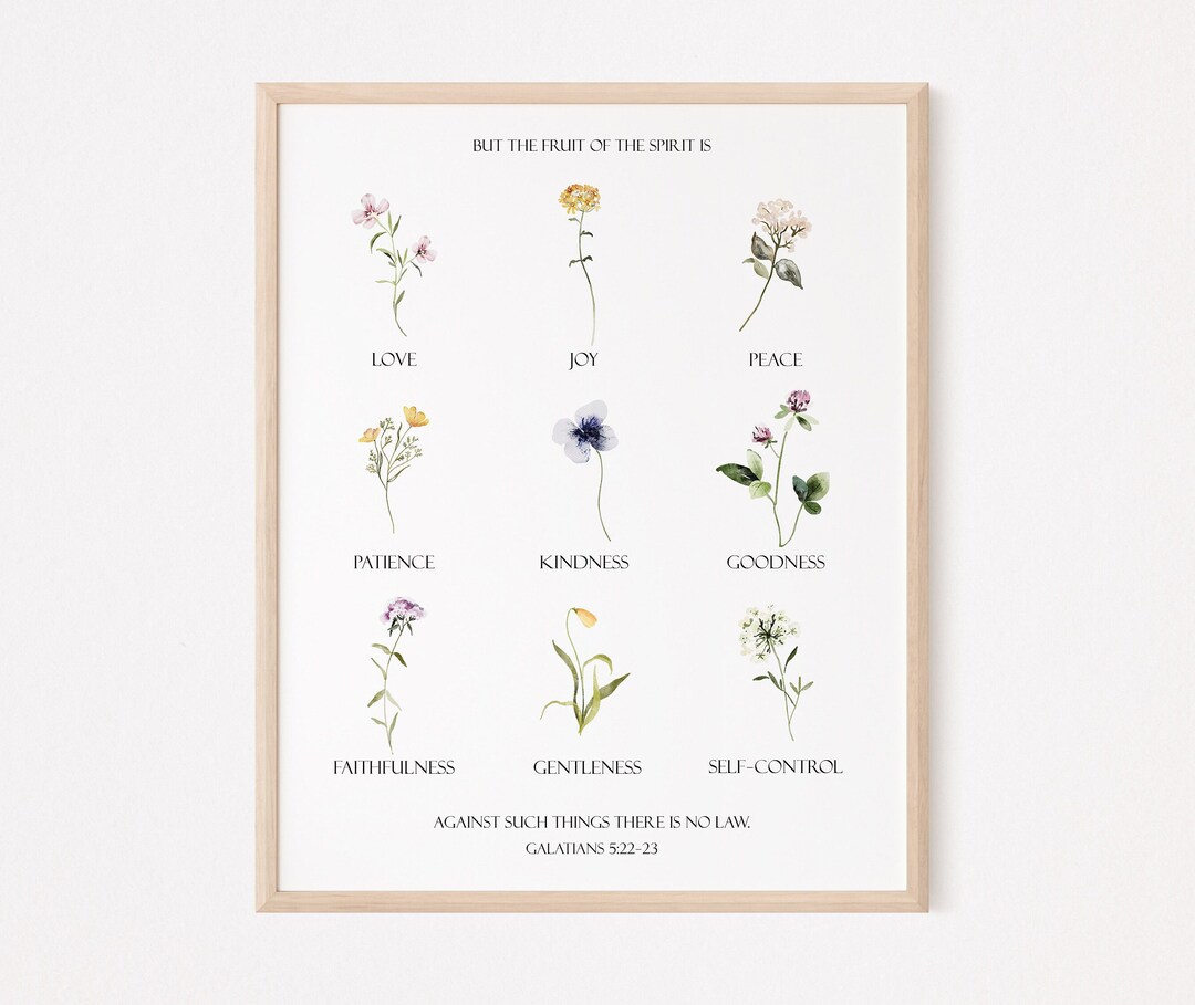 Fruit of the Spirit Wall Print, Bible Verse Wall Art, Watercolor ...