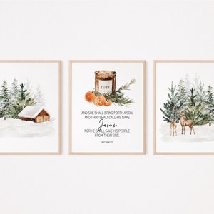 Set of 3 Christmas Posters, Holiday Wall Decor, Winter Landscape Poster ...
