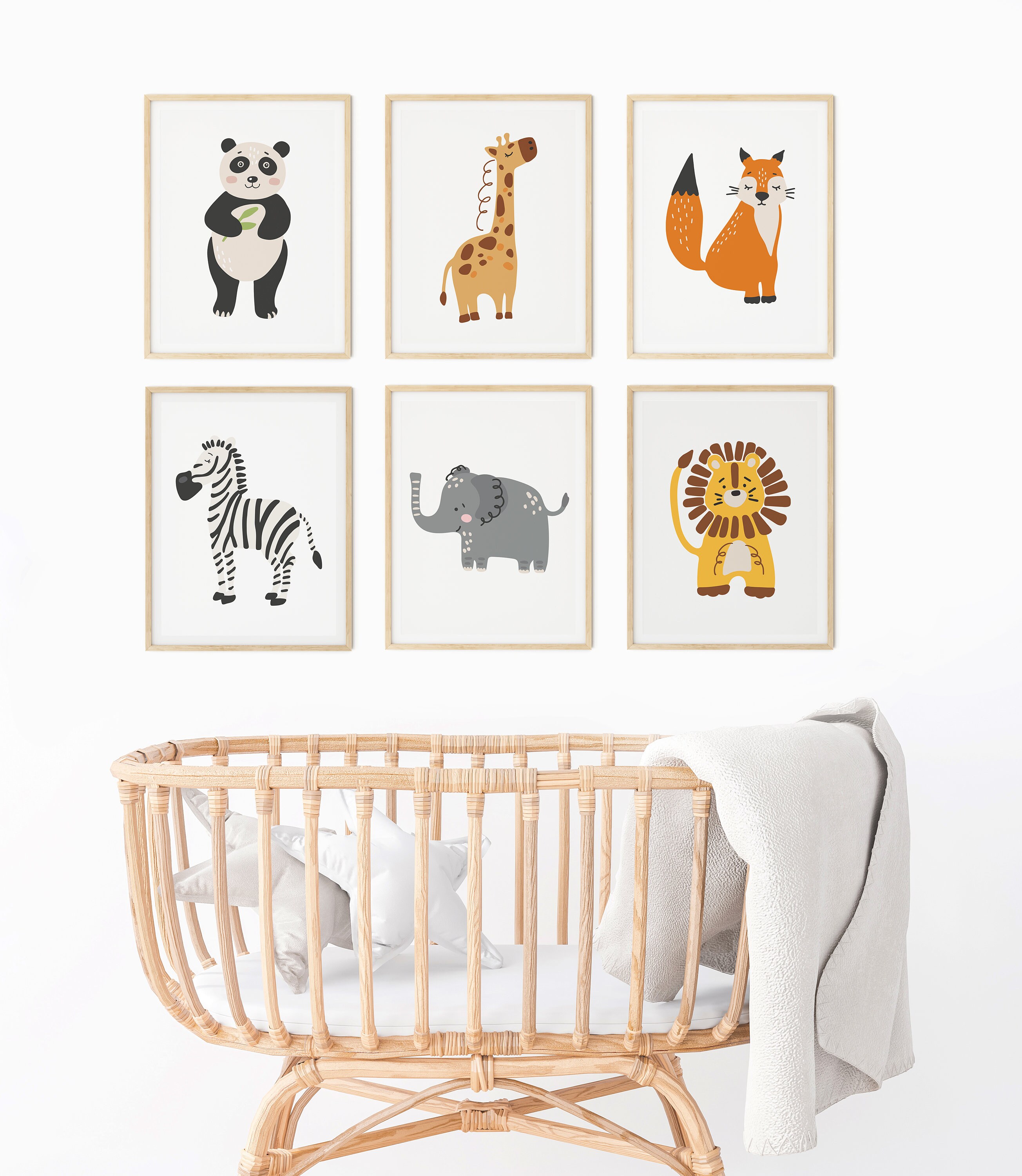 Nursery Baby Animals Wall Prints Set of 6 Boho Animals - Etsy