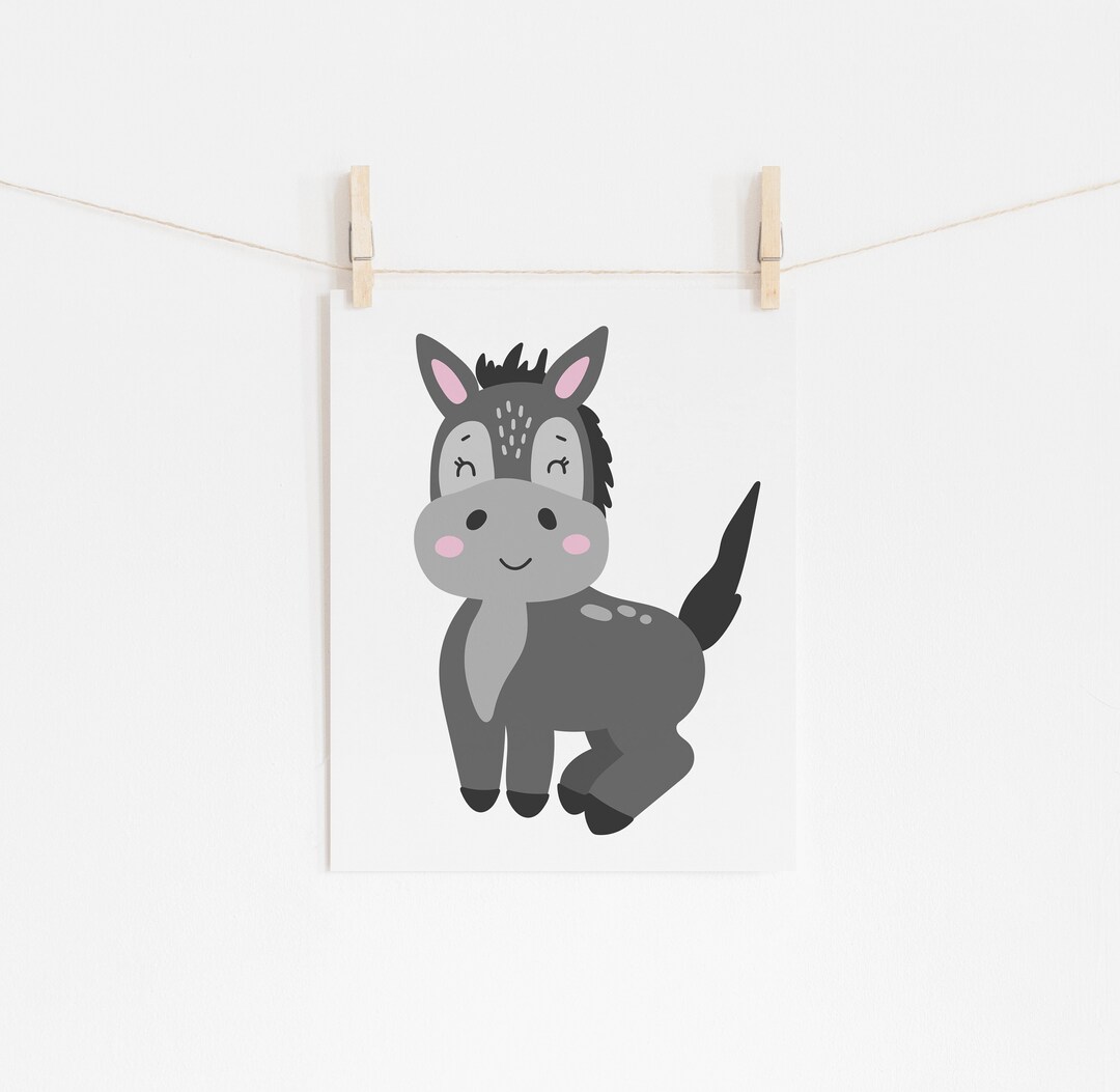 Baby Esel Wandbild, Niedliches Esel Poster, Bauernhof Wandkunst, Baby ...