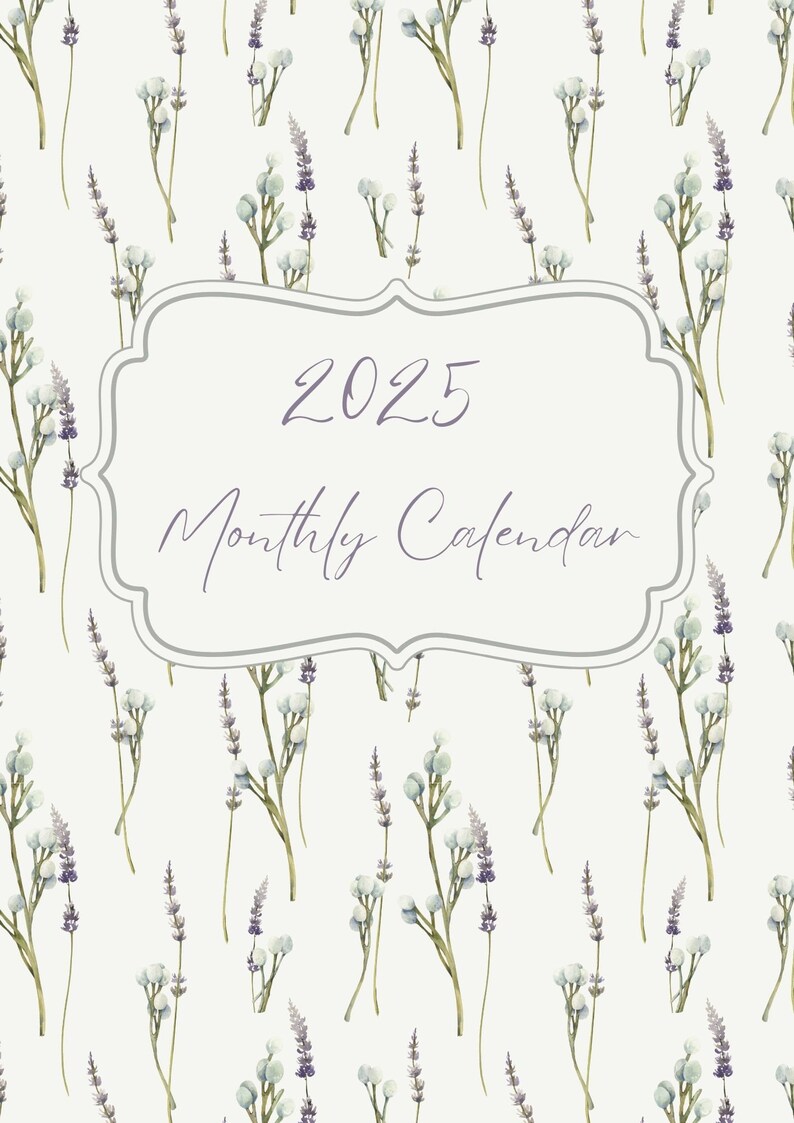 2025 Monthly Calendar Lavendar Floral With Scriptures - Etsy