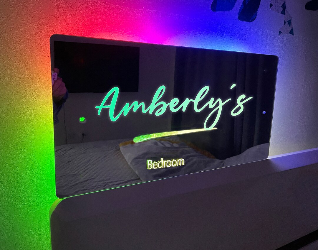 Personalized Led Name Mirror, Custom Acrylic Mirror Neon Sign ...