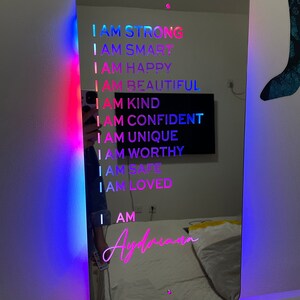 Custom Mirror Neon Light Sign, Personalized Affirmation Led Mirror ...