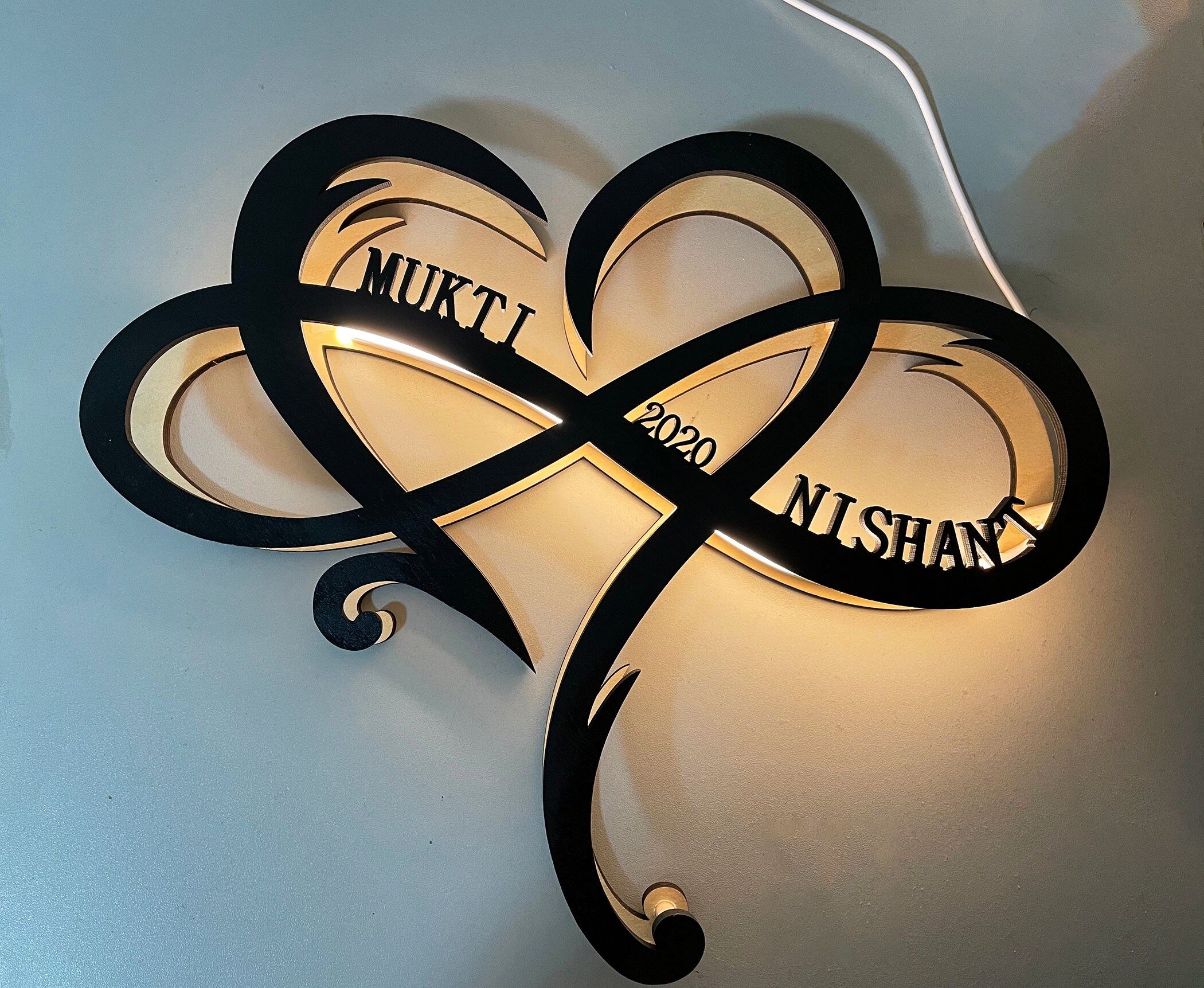 Infinity Heart Personalized Personalized Wooden Infinity | Etsy