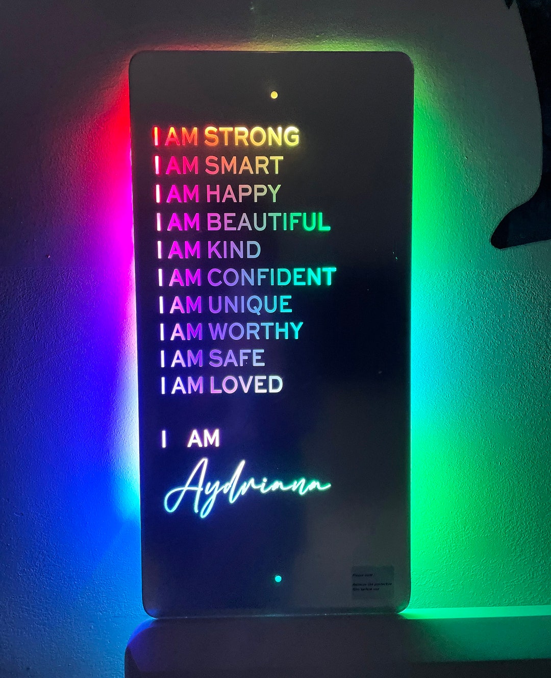 Personalized Affirmations Name Mirror, Custom Mirror Neon Sign ...