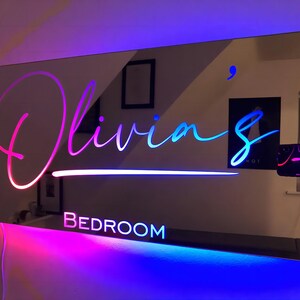 Personalized Led Name Mirror, Custom Acrylic Mirror Neon Sign ...