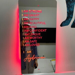 Custom Mirror Neon Light Sign, Personalized Affirmation Led Mirror ...
