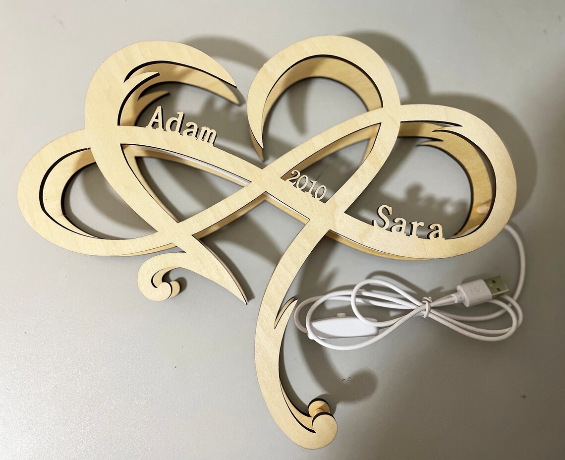 Infinity Heart Personalized Personalized Wooden Infinity | Etsy
