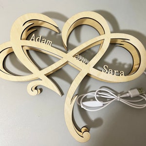 Infinity Heart Personalized, Personalized Wooden Infinity Heart Name ...