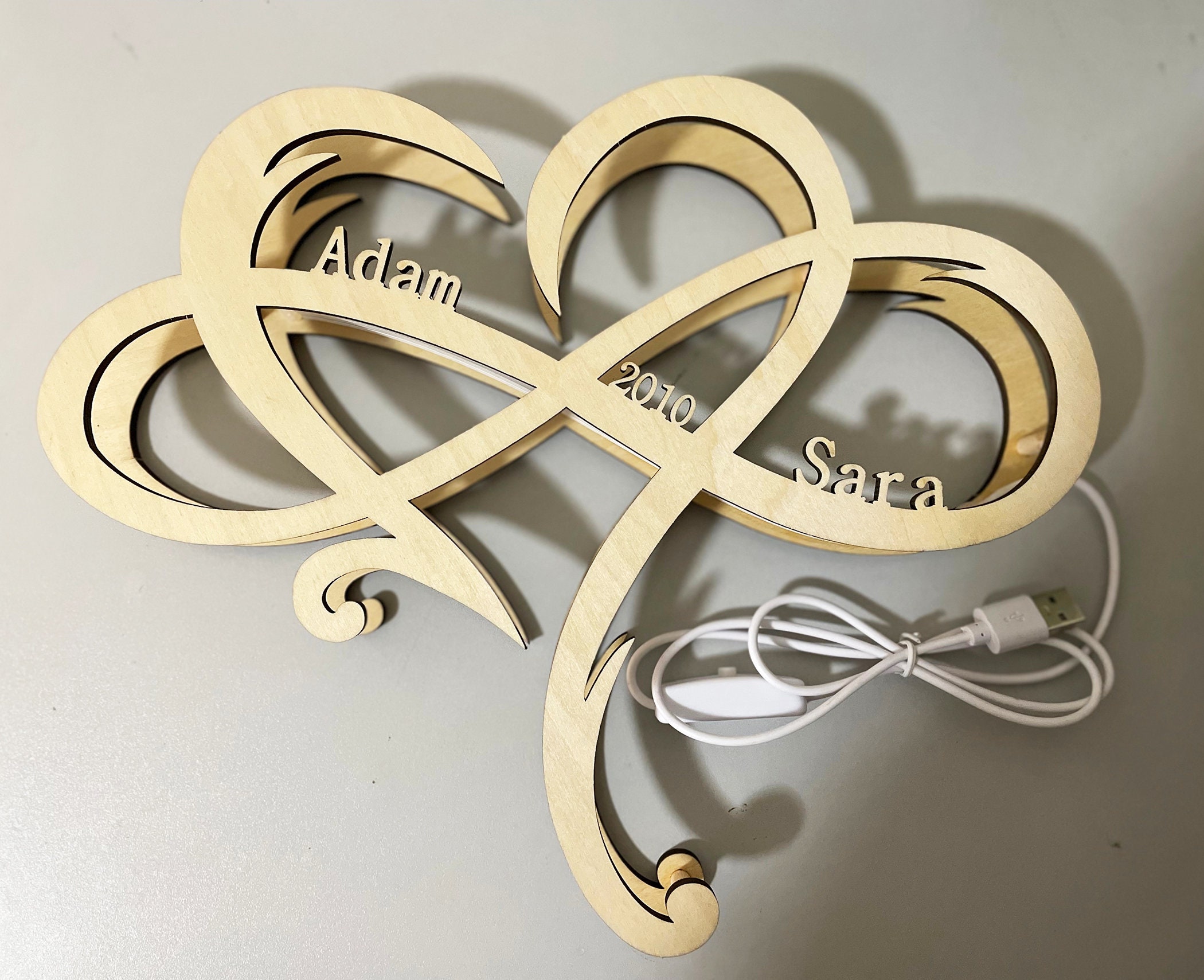 Infinity Heart Personalized Personalized Wooden Infinity | Etsy