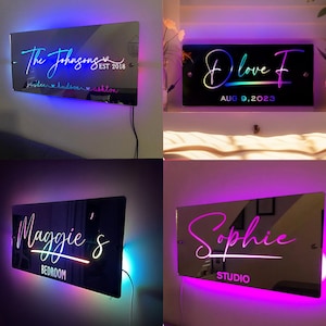 Personalized Led Name Mirror, Custom Acrylic Mirror Neon Sign ...