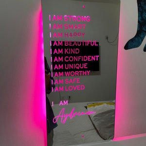 Custom Mirror Neon Light Sign, Personalized Affirmation Led Mirror ...