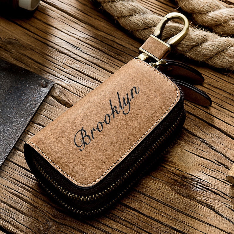 Genuine Leather Key Case Personalized Engraved Car Key Holder - Etsy