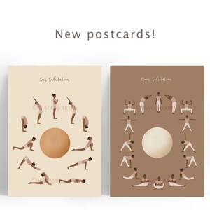 Yoga Postcard Sun Salutation Moon Salutation Surya - Etsy