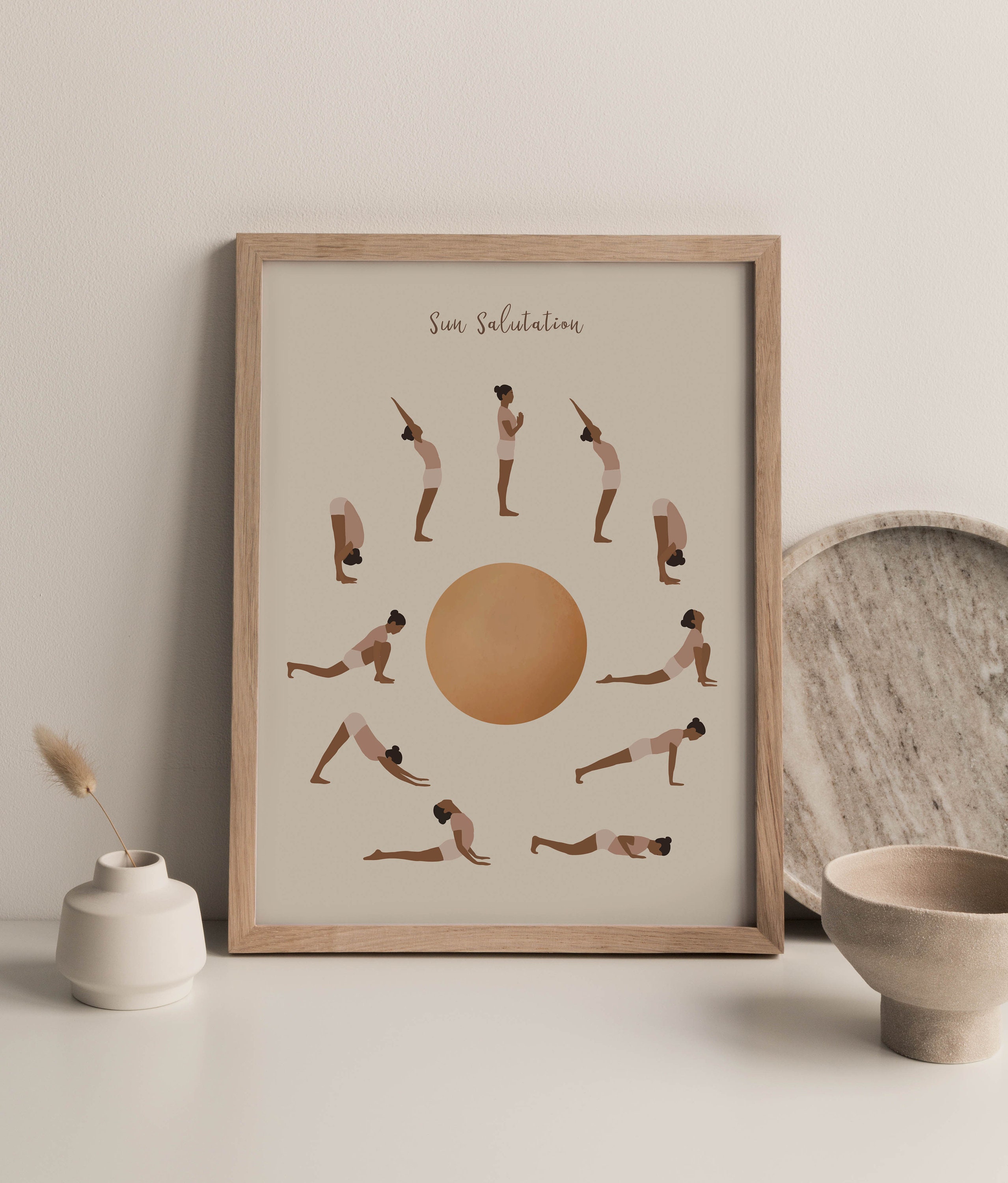 Yoga Poses Poster Sun Salutation Moon Salutation Surya | Etsy UK