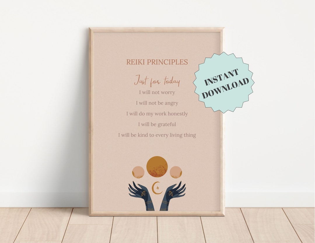Reiki Principles Printable, Reiki Digital Wall Art, Reiki Gifts, Reiki ...