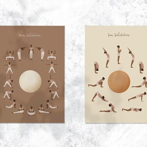 Yoga Postcard Sun Salutation Moon Salutation Surya - Etsy