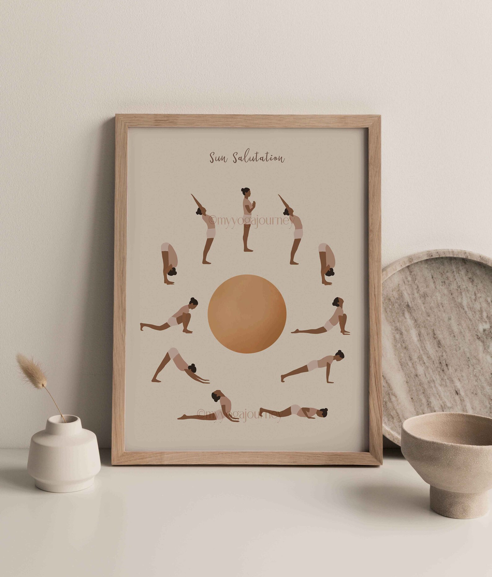Yoga Poses Poster Sun Salutation Moon Salutation Surya - Etsy UK