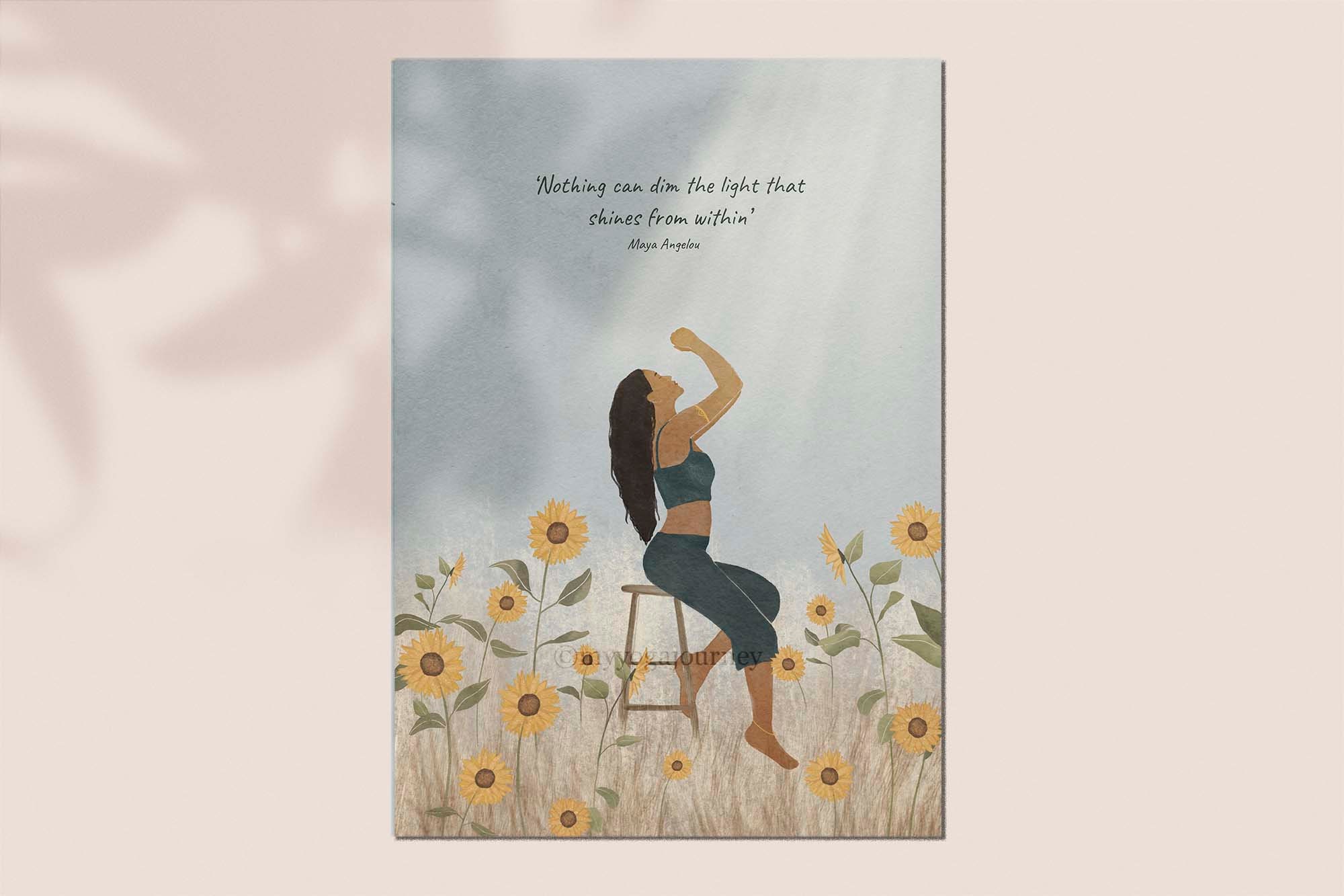 Maya Angelou Artwork Nothing Can Dim the Light Women - Etsy