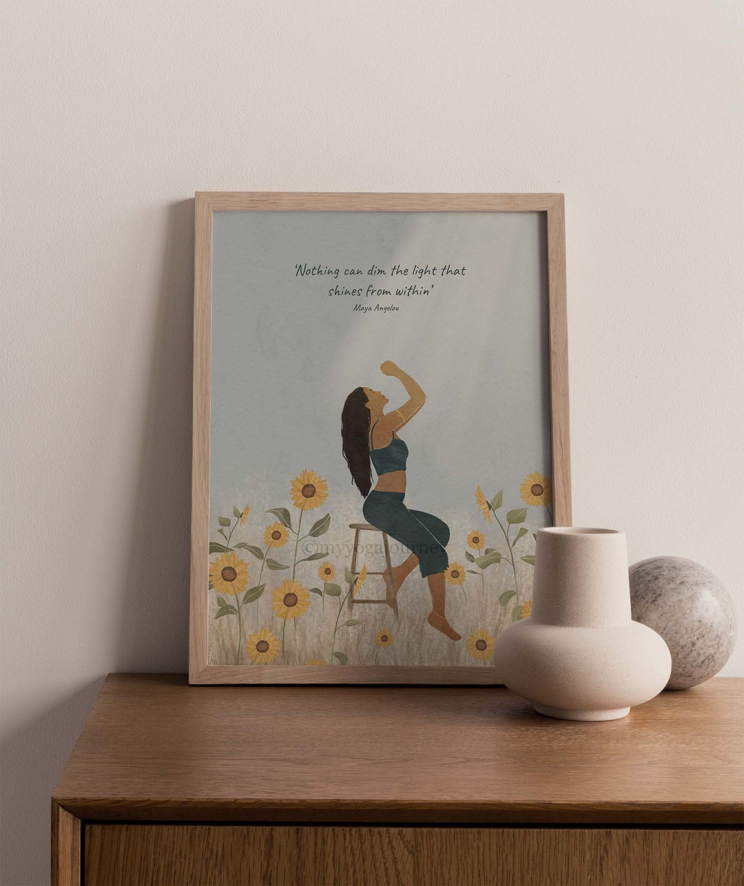 Maya Angelou Artwork, Nothing Can Dim the Light, Women Sunflower ...