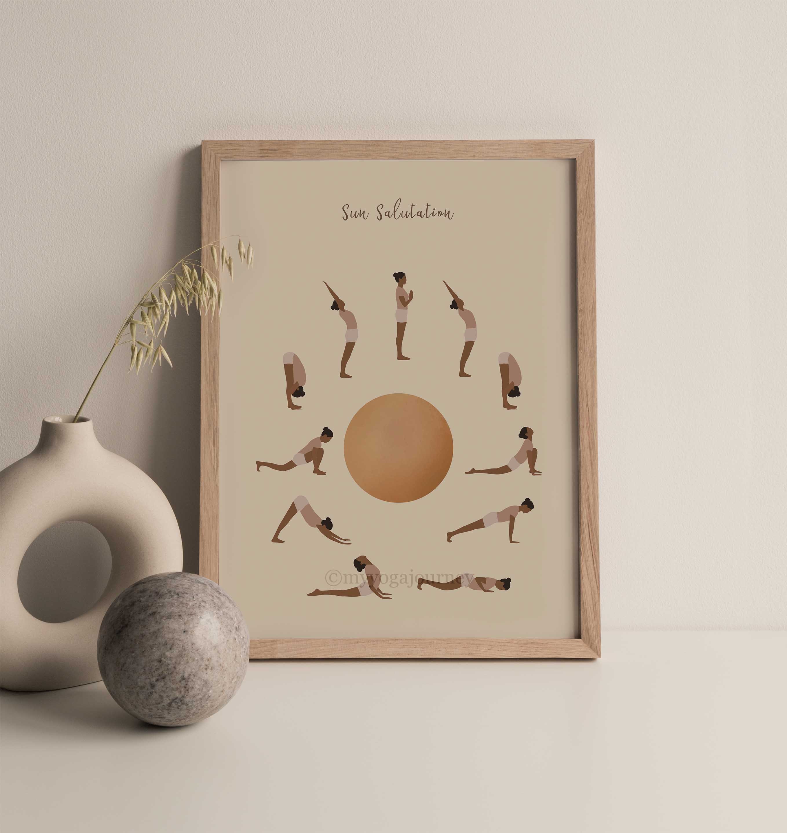 Yoga Poses Poster Sun Salutation Moon Salutation Surya - Etsy UK