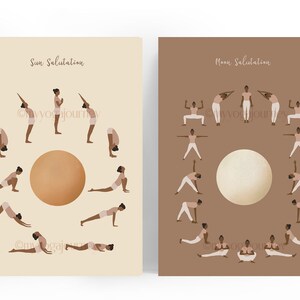 Yoga Postcard Sun Salutation Moon Salutation Surya - Etsy