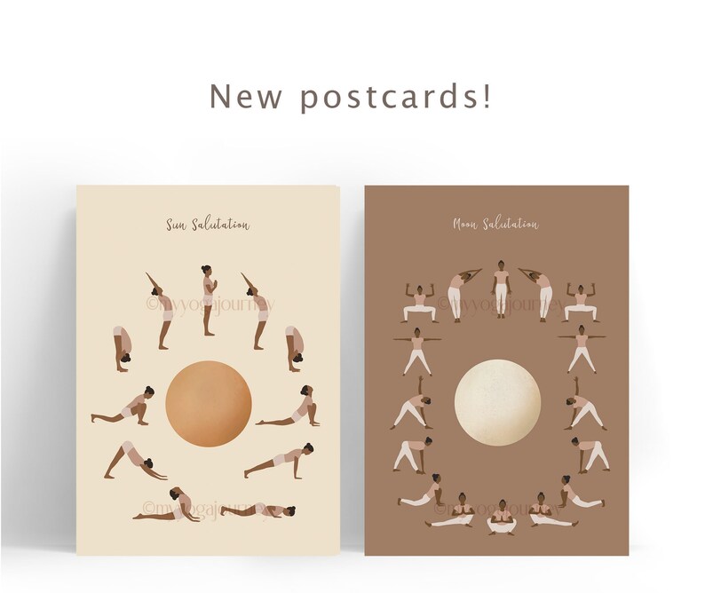 Yoga Postcard Sun Salutation Moon Salutation Surya - Etsy