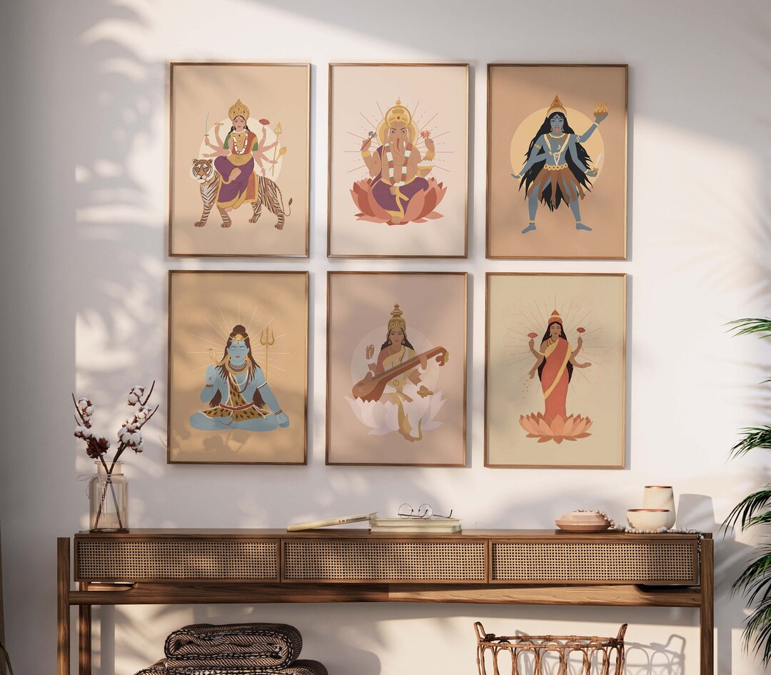 Hindu Deities Set of 6, Unframed posters, Lakshmi, Kali, Saraswati ...