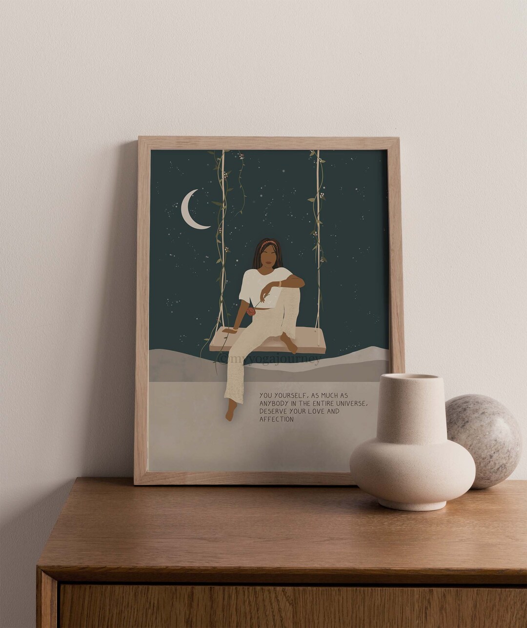 Self Love Art Love Yourself Artwork Moon Girl Poster Boho - Etsy