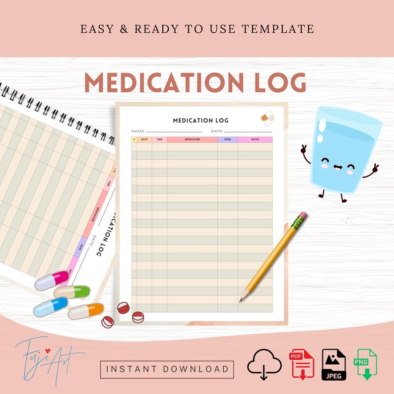 Medication Log Sheet, Medication Tracker Printable, Medication Template ...