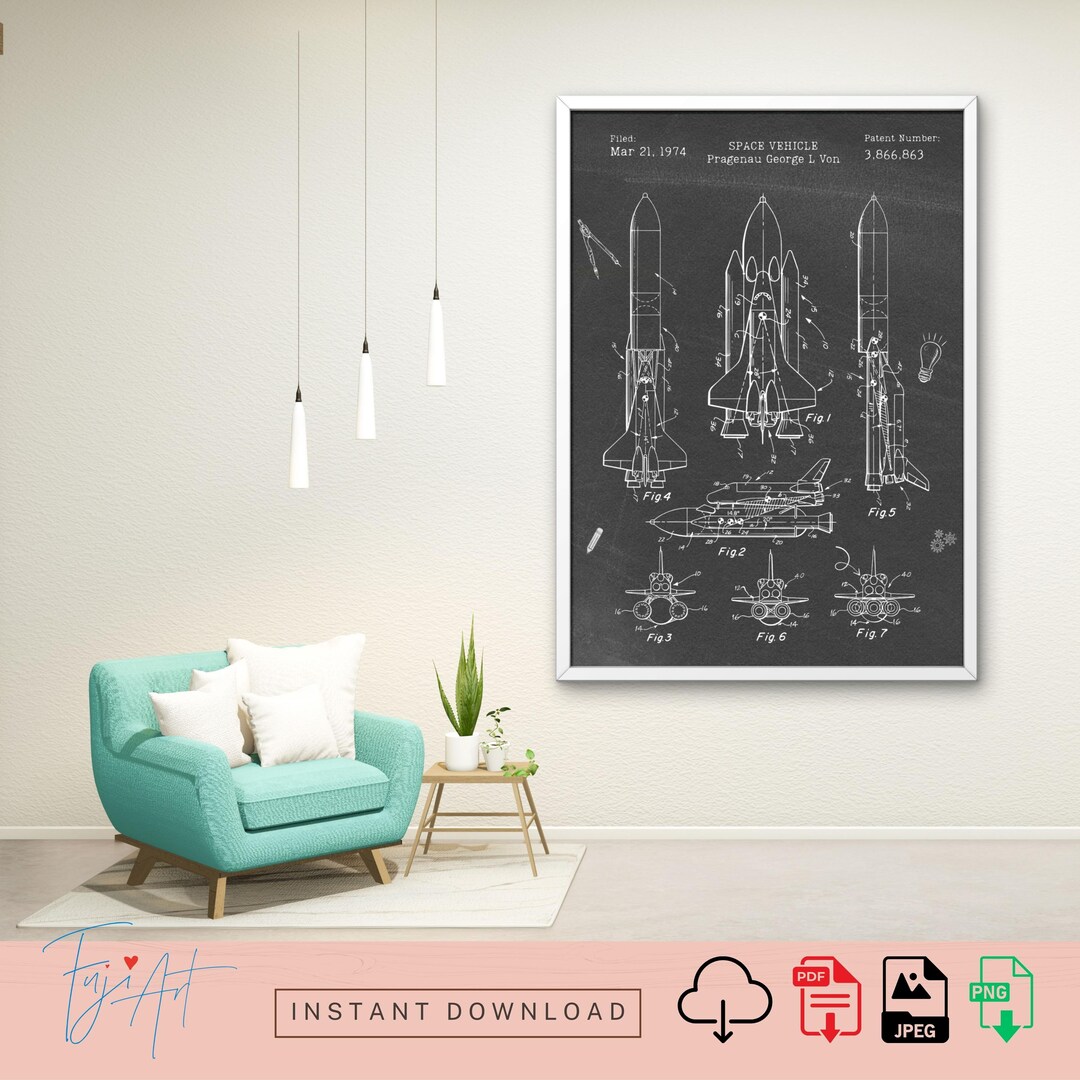 Outer Space Wall Art, Rocket Blueprint Print, Rocket Poster, Blueprint ...