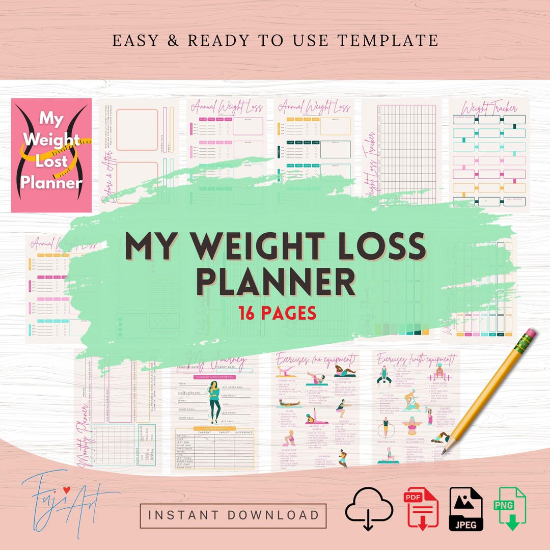 Weight Loss Tracker, Weight Loss Planner, Fitness Journal Printable ...