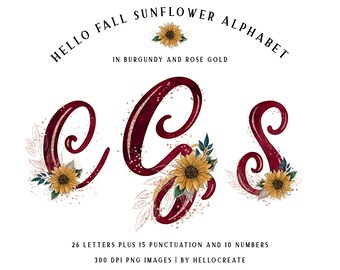 Sunflower Burgundy Clipart - Etsy