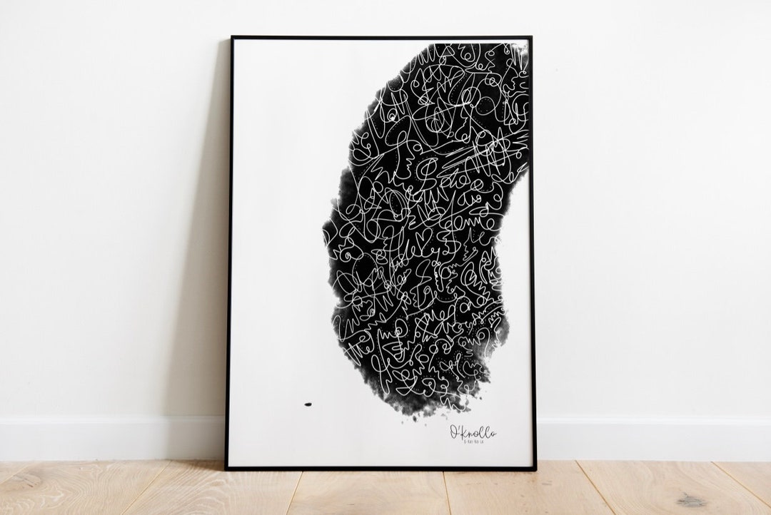 Black and White Wall Poster Print Monochrome Line Doodle African Art - Etsy